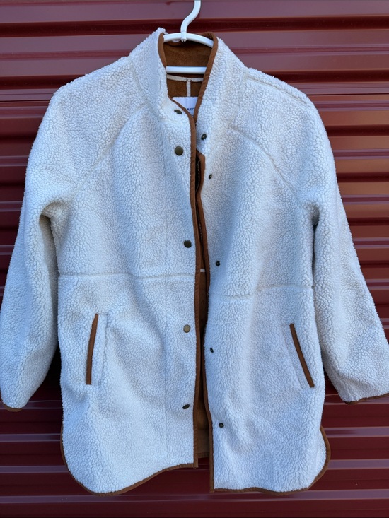 Old Navy | Jackets & Coats | Old Navy White Sherpa Jacket With Brown ...